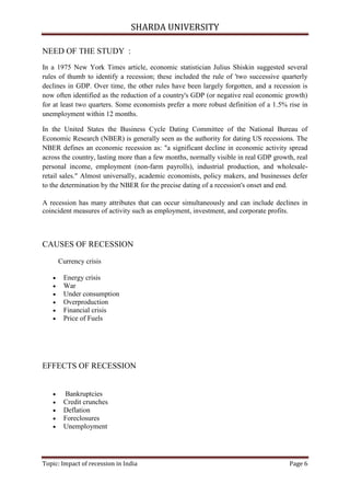 impact of recession in india | DOCX | Economy | Business and Finance