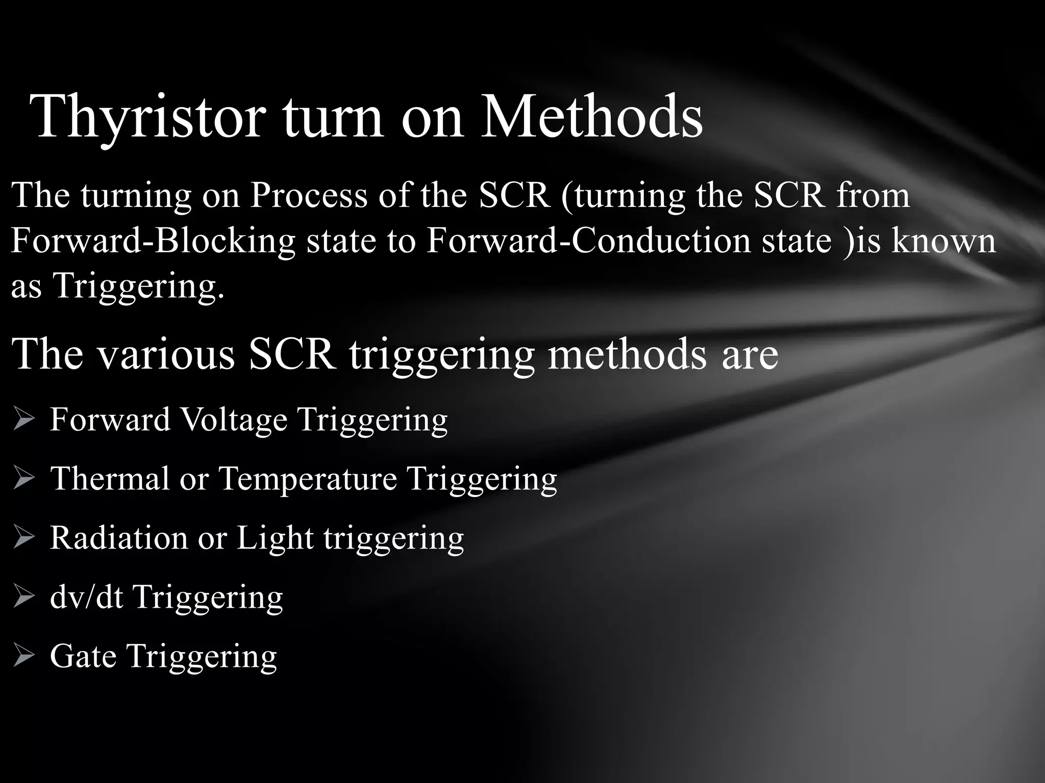 Thyristor Characteristics, Two Transistor Model Of Thyristor & Thyrisror Turn On And Off. | PPTX ...