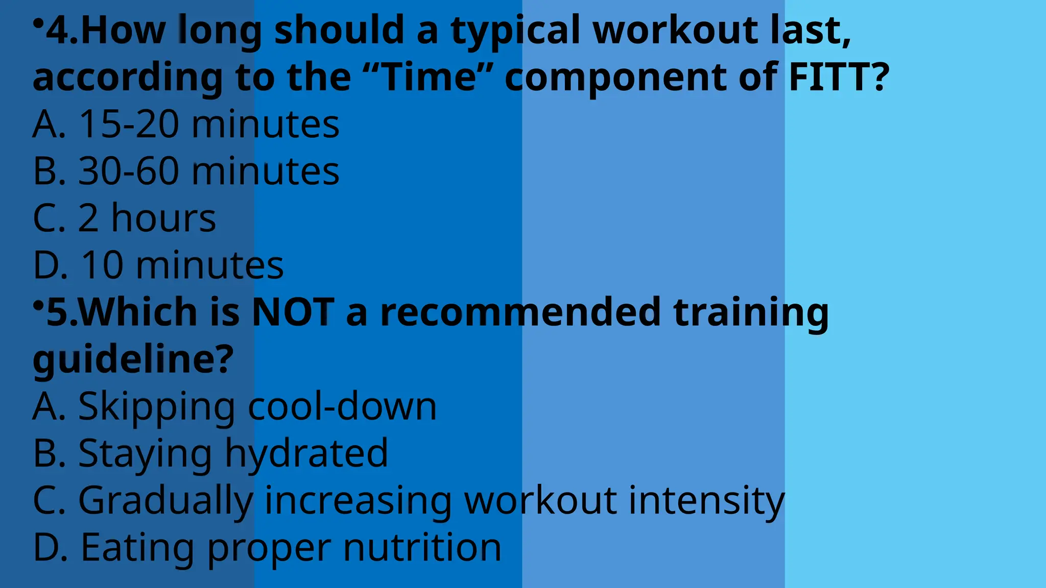 Quizzes in FITT principles - Physical Education.pptx