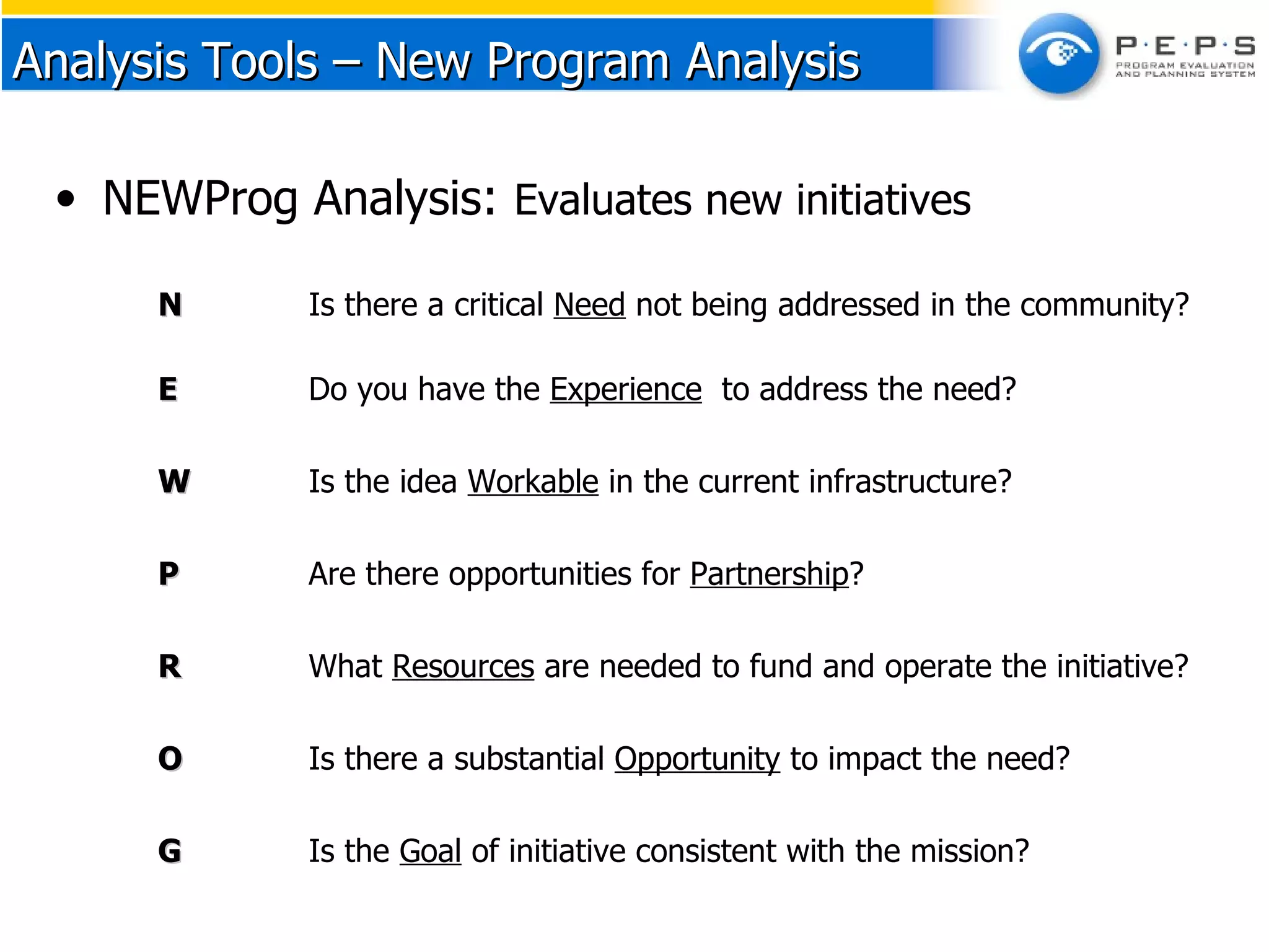 Program Evaluation & Planning System | PPT