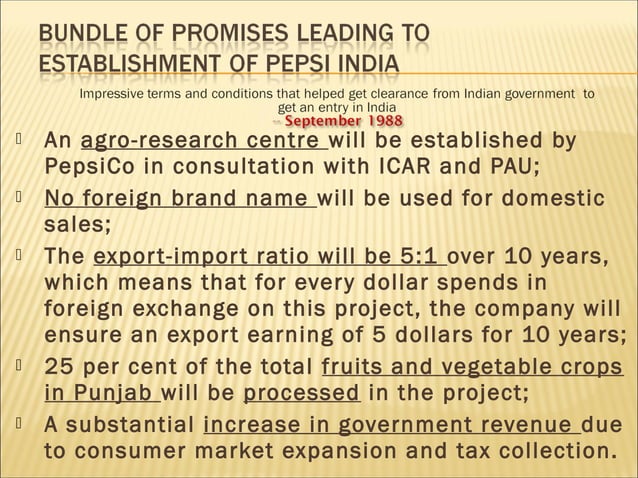 PEPSI's Entry into India_UAS,Bengaluru | PPT