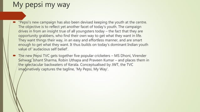 Pepsi advertisement campaign | PPTX