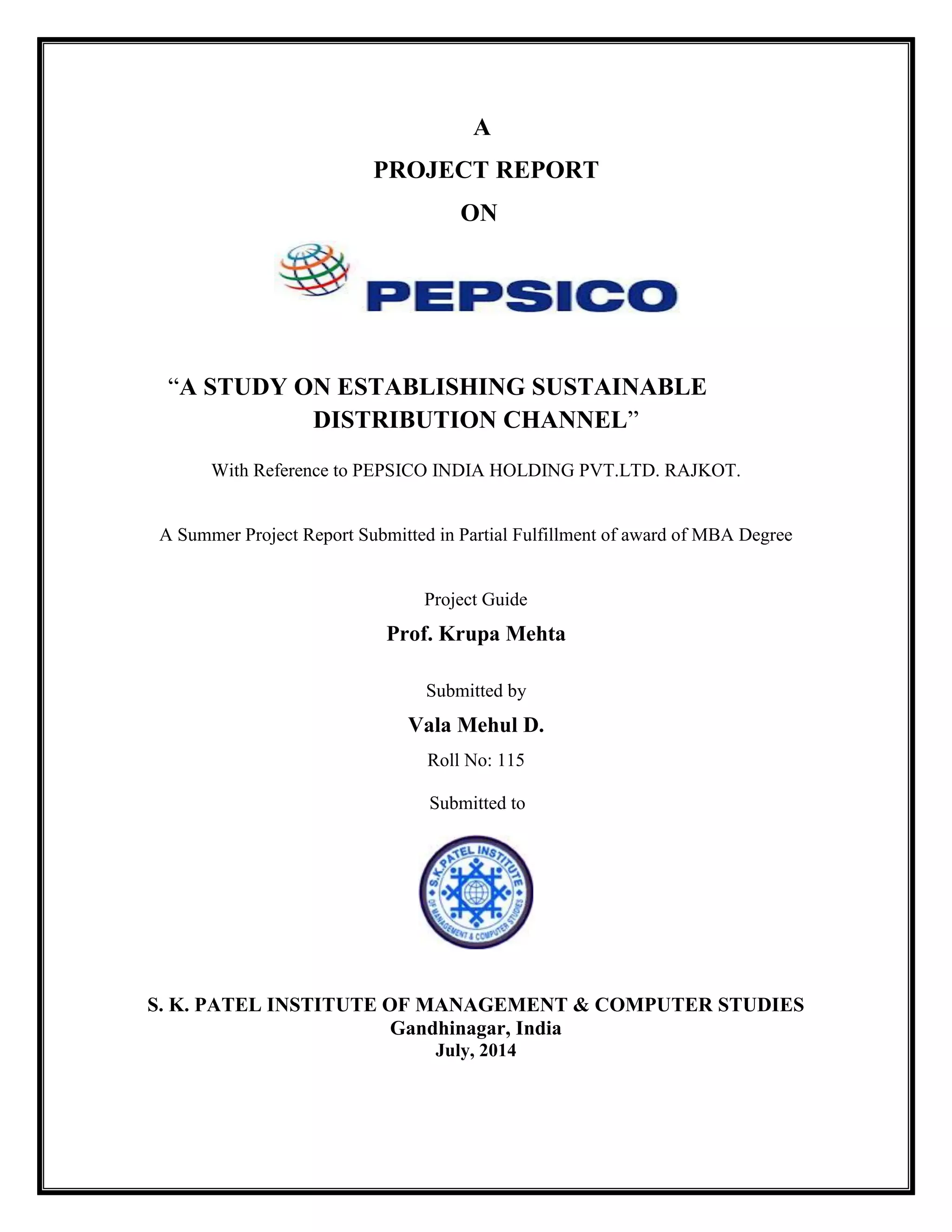 Pepsico. report part 1 | PDF