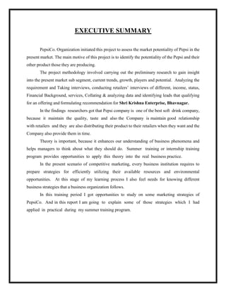 Pepsico. report part 1 | PDF