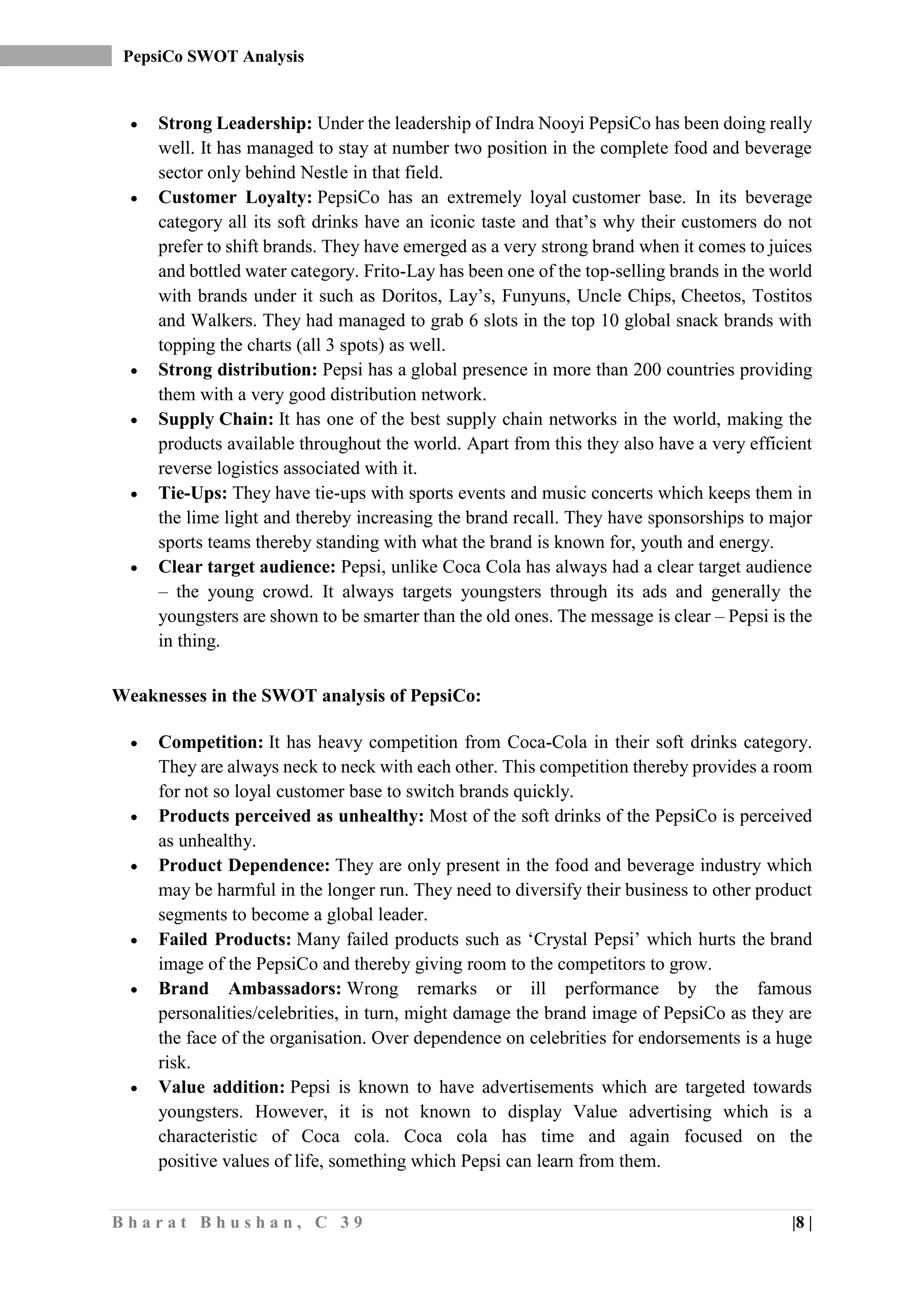 Research Paper on PepsiCo's Future Challenges | PDF