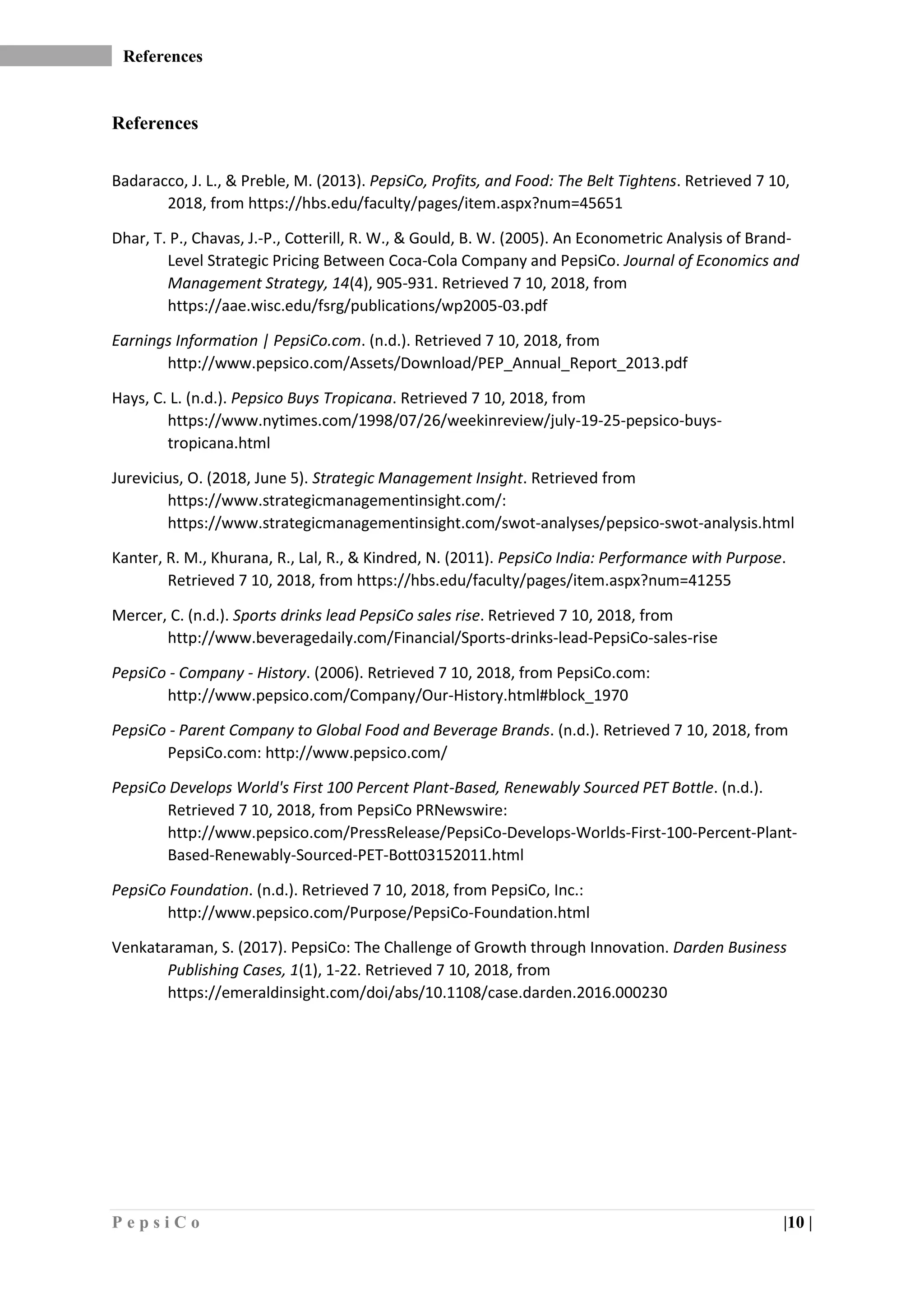 Research Paper on PepsiCo's Future Challenges | PDF