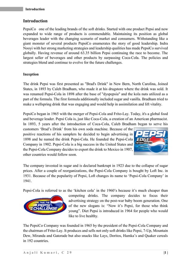 Research Paper on PepsiCo's Future Challenges | PDF | Business | Business and Finance