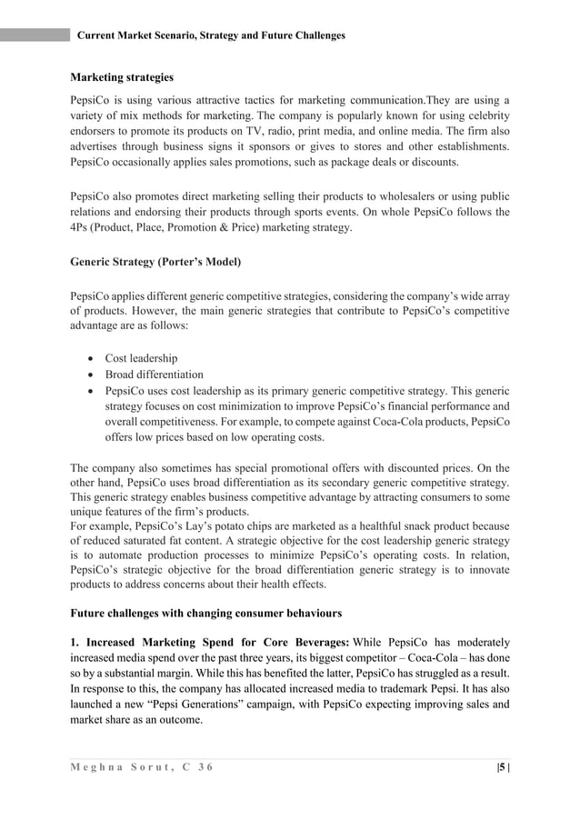Research Paper on PepsiCo's Future Challenges | PDF | Business | Business and Finance