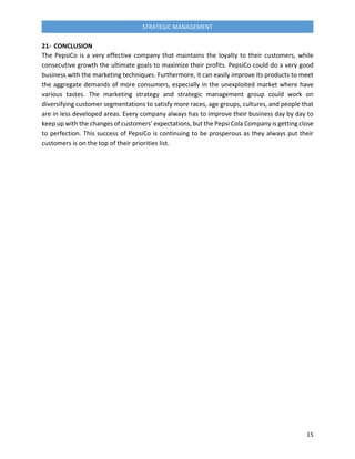 Pepsico corporation strategic mnt report | PDF