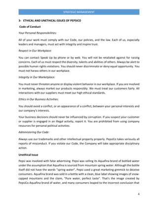 Pepsico corporation strategic mnt report | PDF