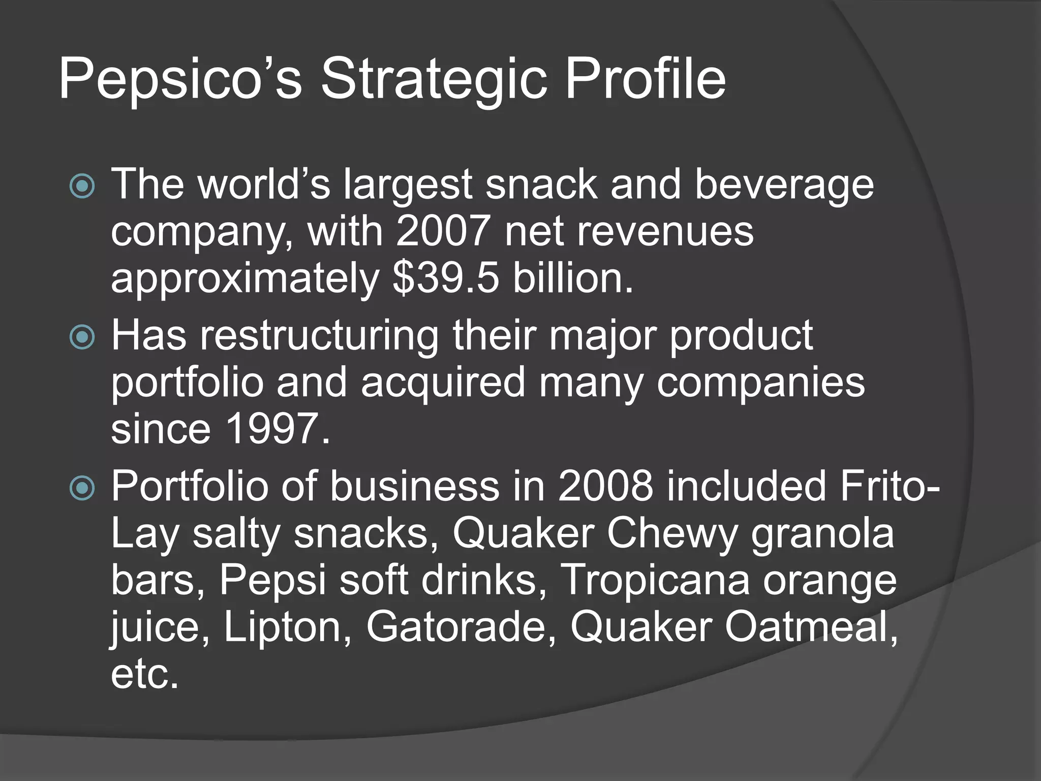 Pepsi co diversification strategy case analysis | PPTX