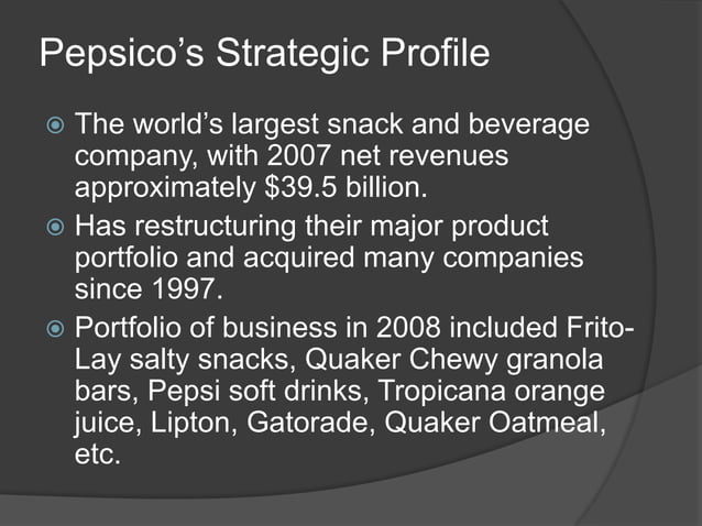 Pepsi co diversification strategy case analysis | PPTX