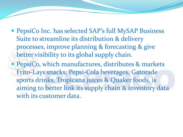 Pepsico information systems | PPTX | Logistics | Business