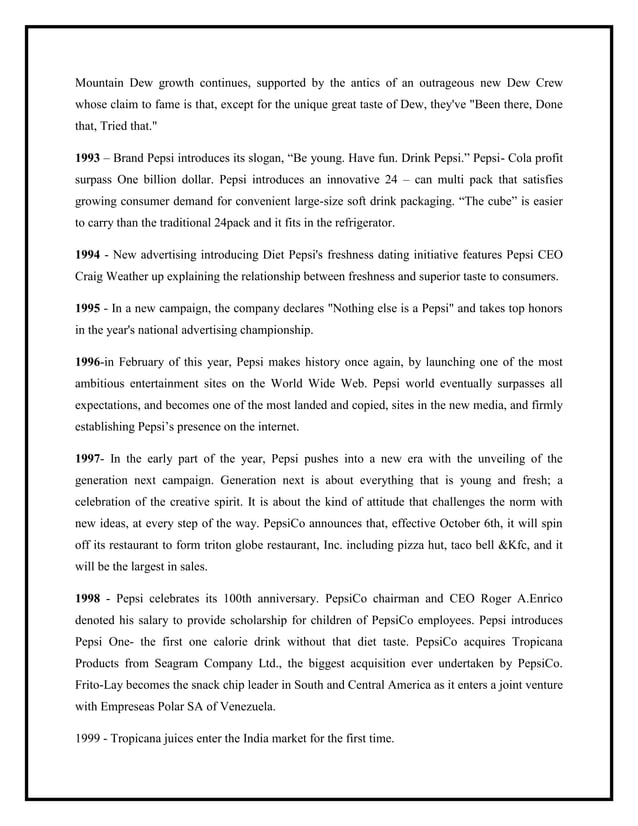 PepsiCo marketing project:2015 | PDF | Business | Business and Finance