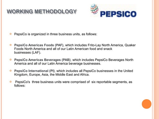 Pepsico ppt | PPT | Large Business | Business