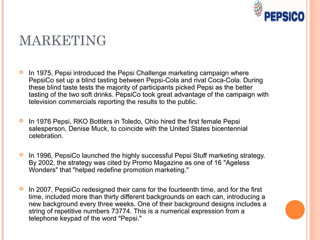 Pepsico ppt | PPT | Large Business | Business