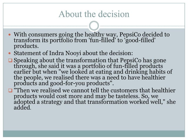 Pepsico product portfolio transformation | PPTX