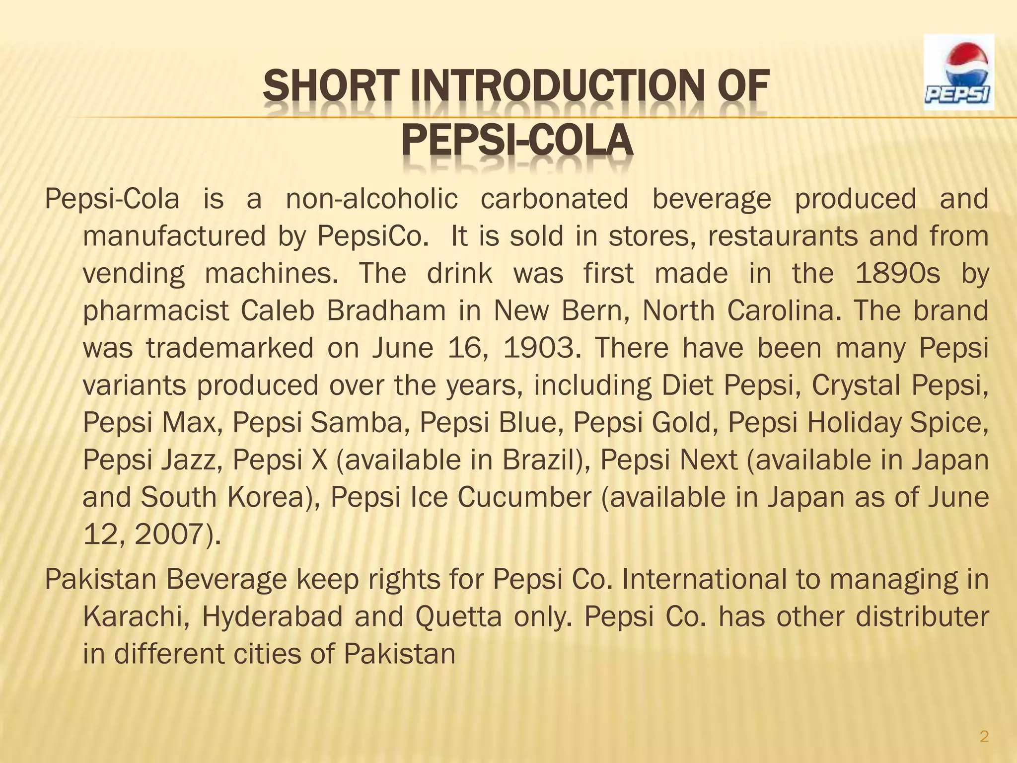 Presentation on pepsi co | PPTX