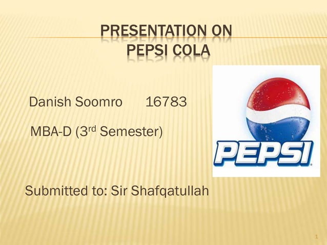 Presentation on pepsi co | PPTX