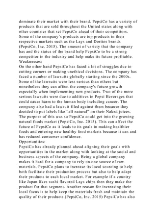 PepsiCo Situation AnalysisTeam C10.docx | Large Business | Business