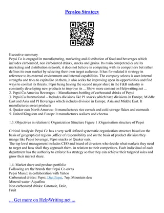Pepsico Strategy | PDF