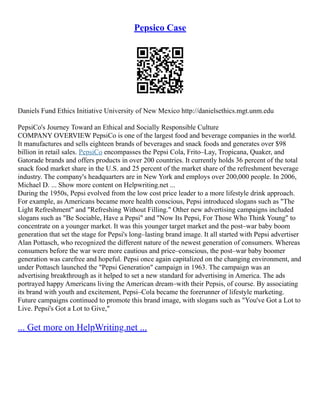 Pepsico Strategy | PDF