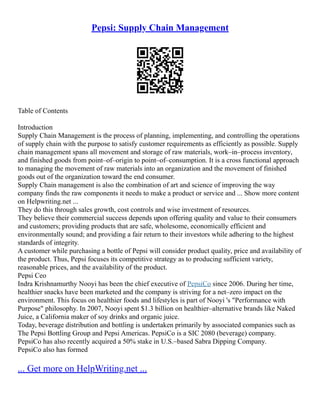 Pepsico Strategy | PDF