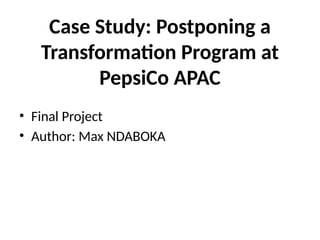 PepsiCo Digital Transformation Data Analytics | PPTX