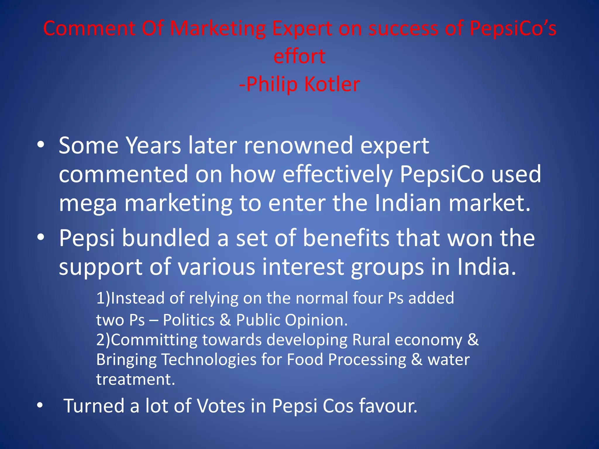 Pepsi entering to india | PPTX
