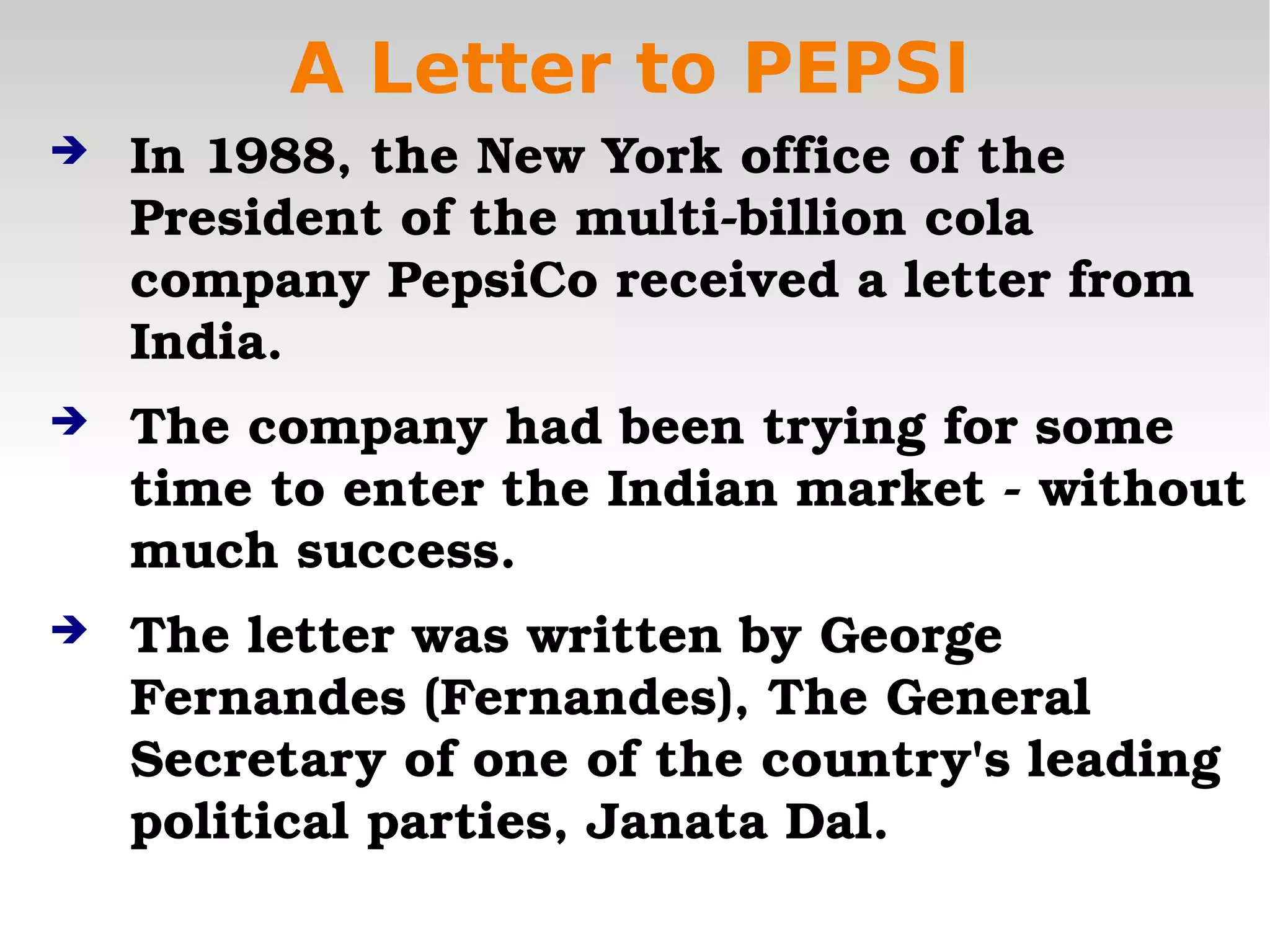 Pepsi entry into india | PPT