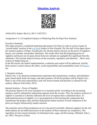Pepsi Marketing Plan. | PDF