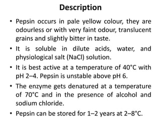 PEPSIN Enzyme - An enzyme for protein digestions | PPTX