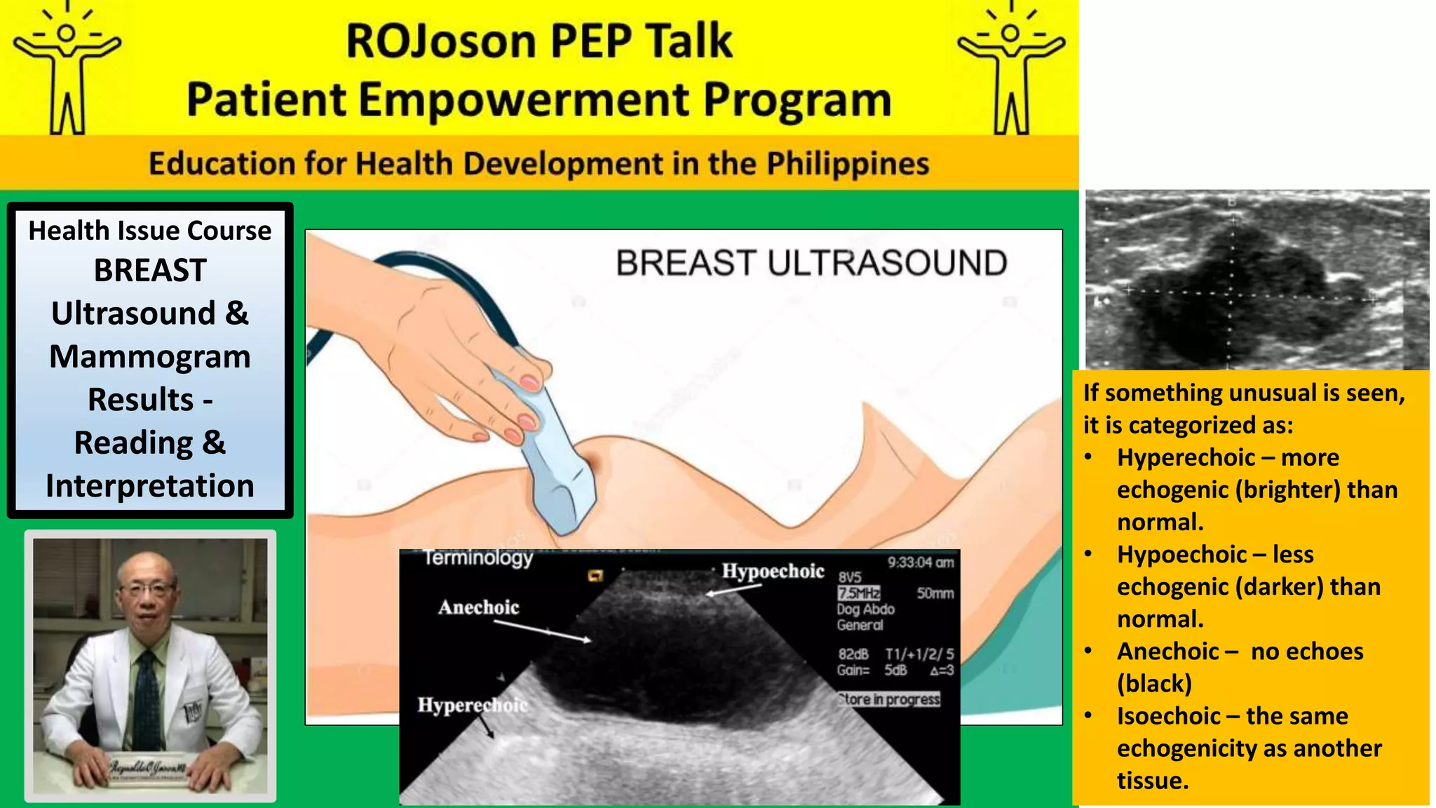ROJoson PEP Talk: Breast Ultrasound & Mammogram - Reading ...