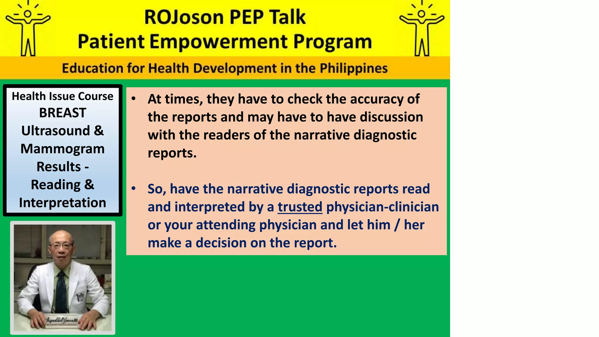ROJoson PEP Talk: Breast Ultrasound & Mammogram - Reading ...
