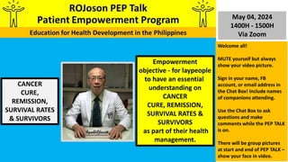 ROJoson PEP Talk: Cancer Cure, Remission, Survival Rates and Survivors ...