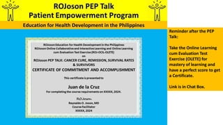ROJoson PEP Talk: Cancer Cure, Remission, Survival Rates and Survivors ...