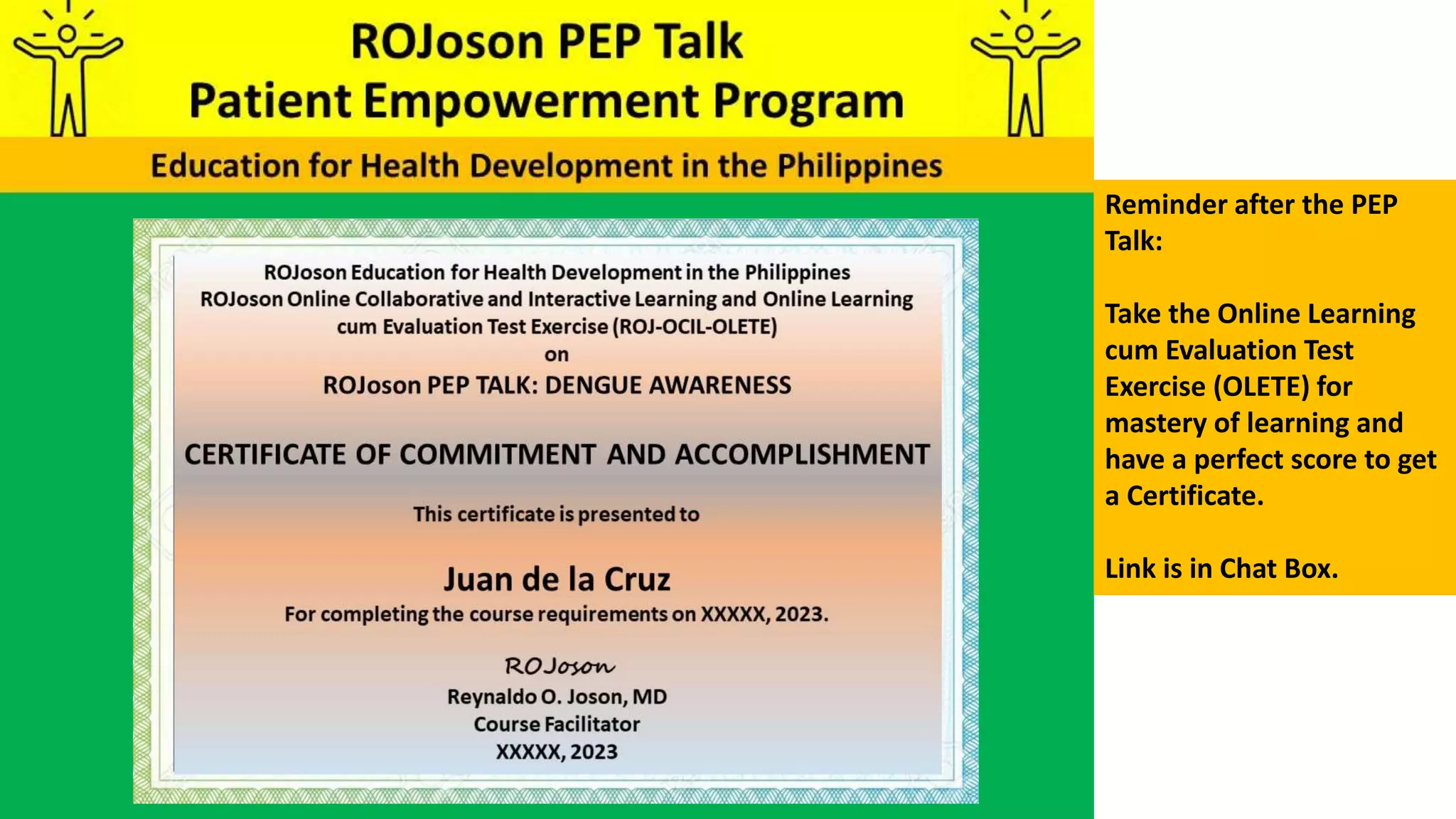 ROJoson PEP Talk: DENGUE AWARENESS | PPTX