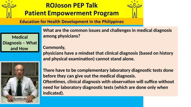 ROJoson PEP Talk: MEDICAL DIAGNOSIS - What and How | PPT