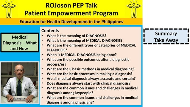 ROJoson PEP Talk: MEDICAL DIAGNOSIS - What and How | PPT