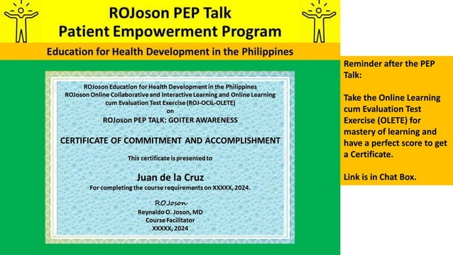 ROJoson PEP Talk: GOITER AWARENESS - 2024 | PPT
