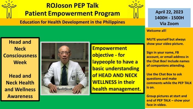 ROJoson PEP Talk: HEAD & NECK WELLNESS AWARENESS | PPTX