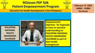 ROJoson PEP Talk: Philippine National Health Awareness Calendar | PPTX