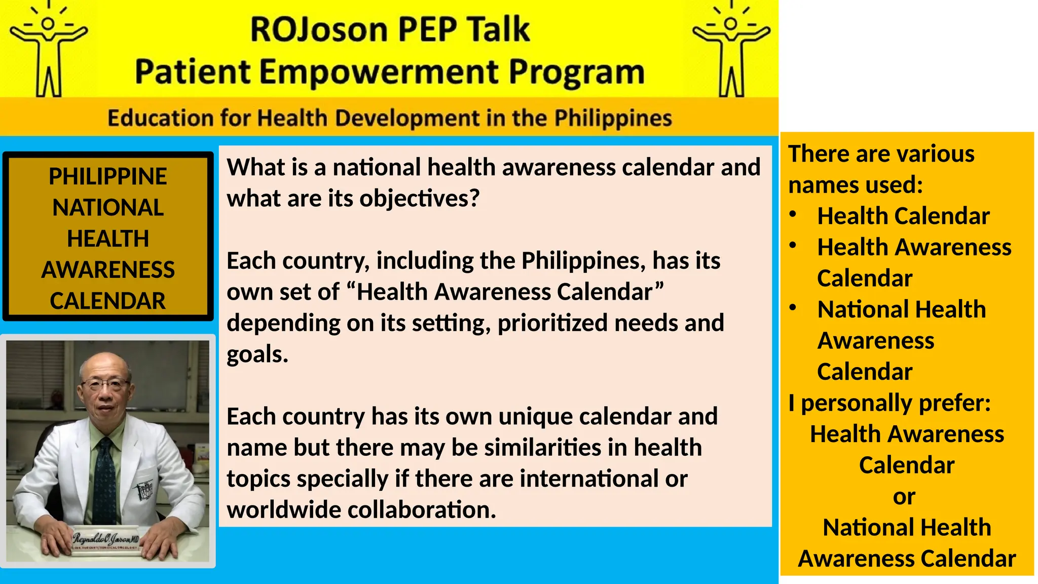 ROJoson PEP Talk: Philippine National Health Awareness Calendar - 2025 ...