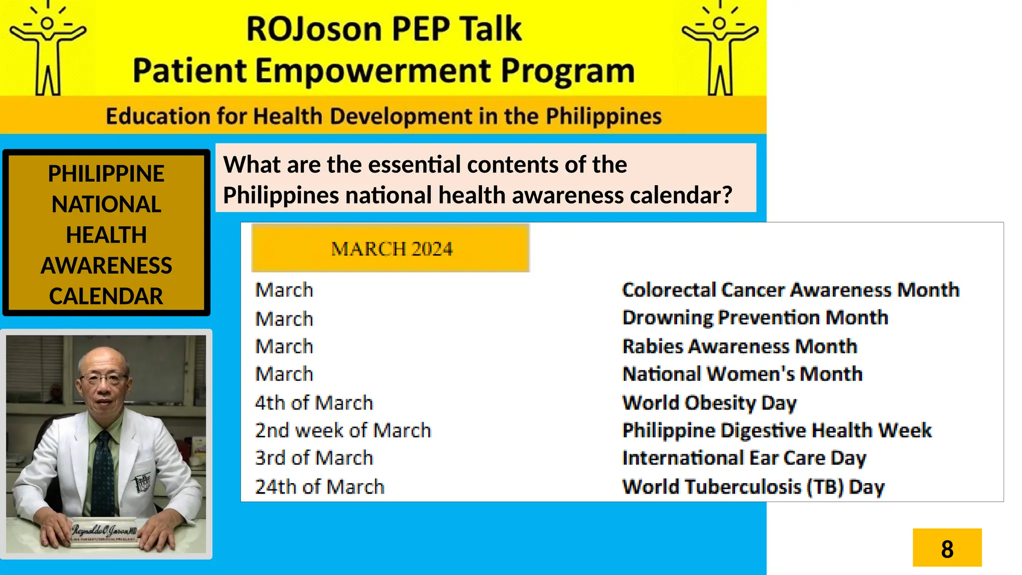 ROJoson PEP Talk: Philippine National Health Awareness Calendar - 2025 ...