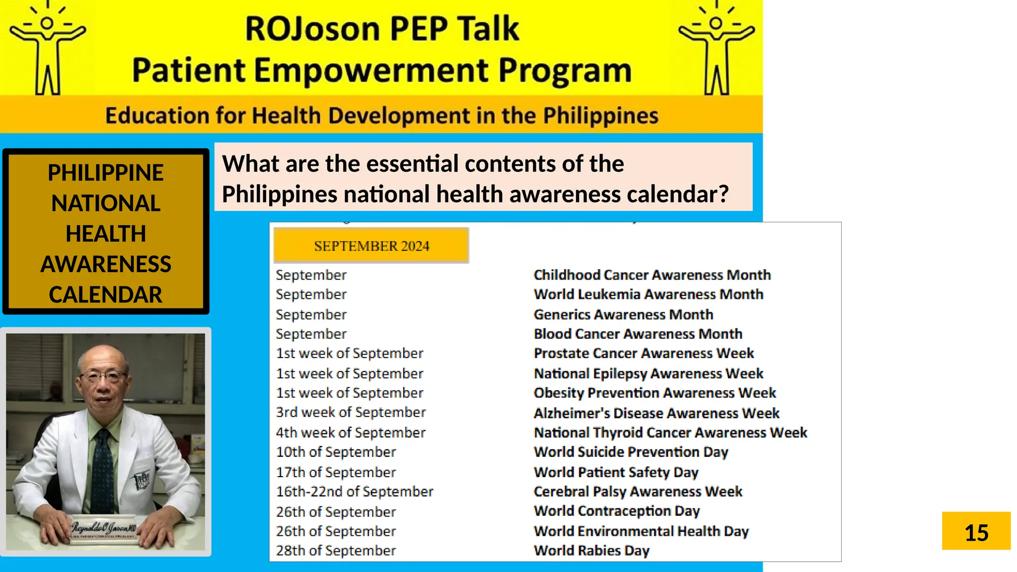 ROJoson PEP Talk: Philippine National Health Awareness Calendar - 2025 ...