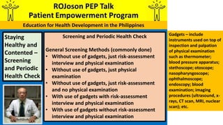 ROJoson PEP Talk: Screening and Periodic Health Check | PPTX