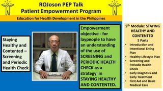 ROJoson PEP Talk: Screening and Periodic Health Check | PPTX