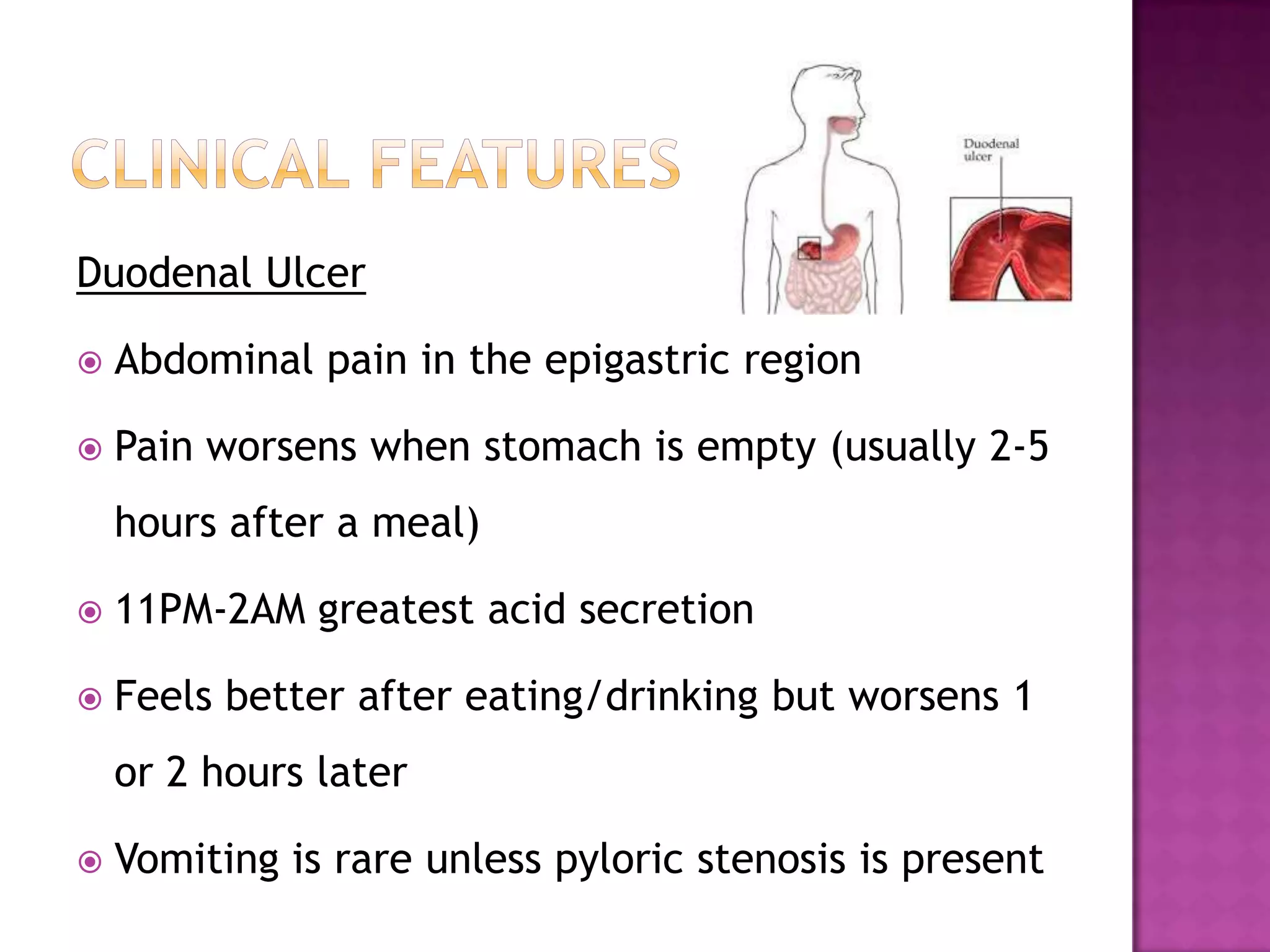 Peptic ulcer (Clinical features, Investigation and Management ...