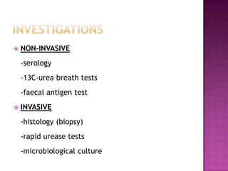 Peptic ulcer (Clinical features, Investigation and Management ...