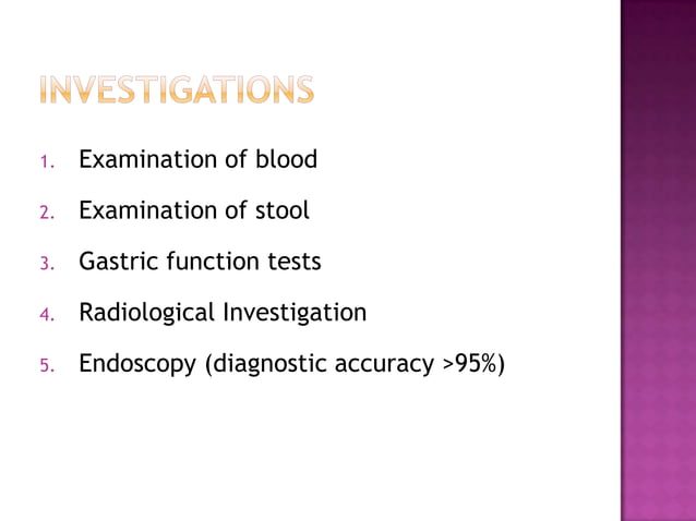 Peptic ulcer (Clinical features, Investigation and Management ...